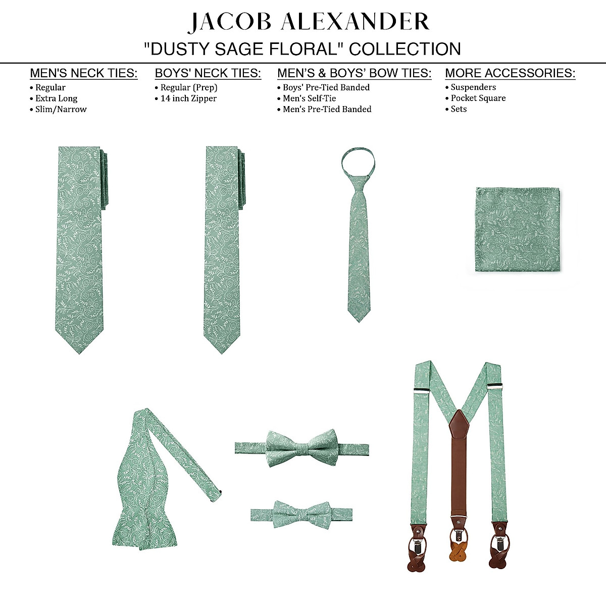 Jacob Alexander Men's Slim Width 2.75" Floral Neck Tie