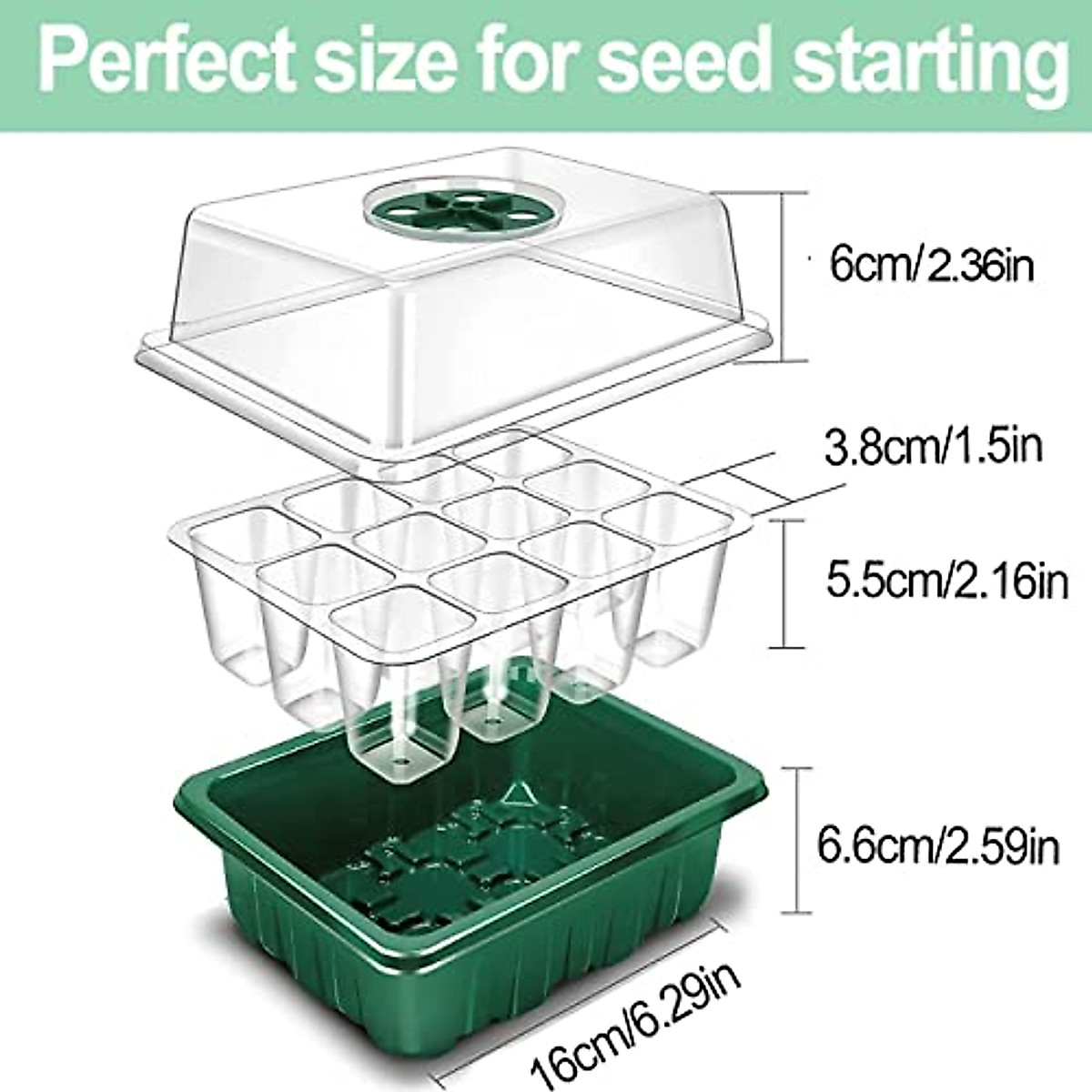 14 Packs Seed Starter Tray, 168 Cells Total Tray, Seed Starting Kit with Adjustable Humidity Dome and Base Plant Starter Kit Mini Greenhouse Germination Kit with 2 Garden Tools and 20 Plant Labels