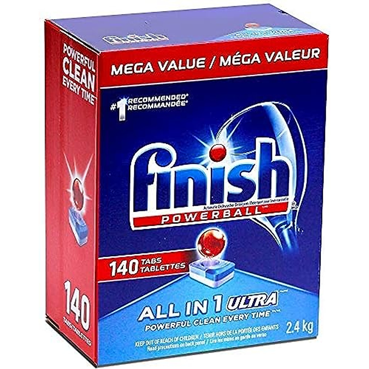 Finish Powerball Automatic Dishwasher Detergent, All in 1 Ultra Powerful Clean, 2.4 KG - 140 Tabs