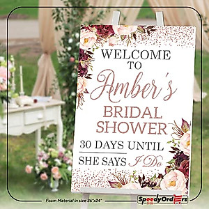 Rose Gold Bridal Shower Sign - Custom Bridal Shower Welcome Sign - Personalized Bridal Shower Backdrop - Floral Bridal Shower Banner