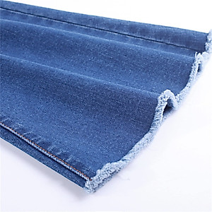 Maiyifu-GJ Bell Bottom Jeans for Women Ripped Mid Rise Raw Hem Flared Jean Slimming Skinny Destroyed Wide Leg Denim Pants (Blue,29)