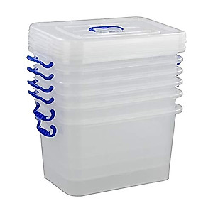 Bringer 6-Pack 12 L Plastic Storage Box, Clear Latch Storage Box