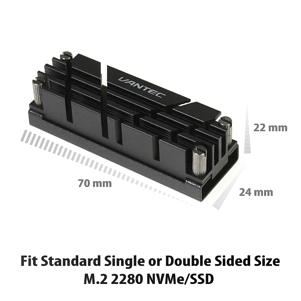 Vantec ICEBERQ M.2 NVMe/SSD Heat Sink with Thermal Pad (HS-NVME150-BK, Black)