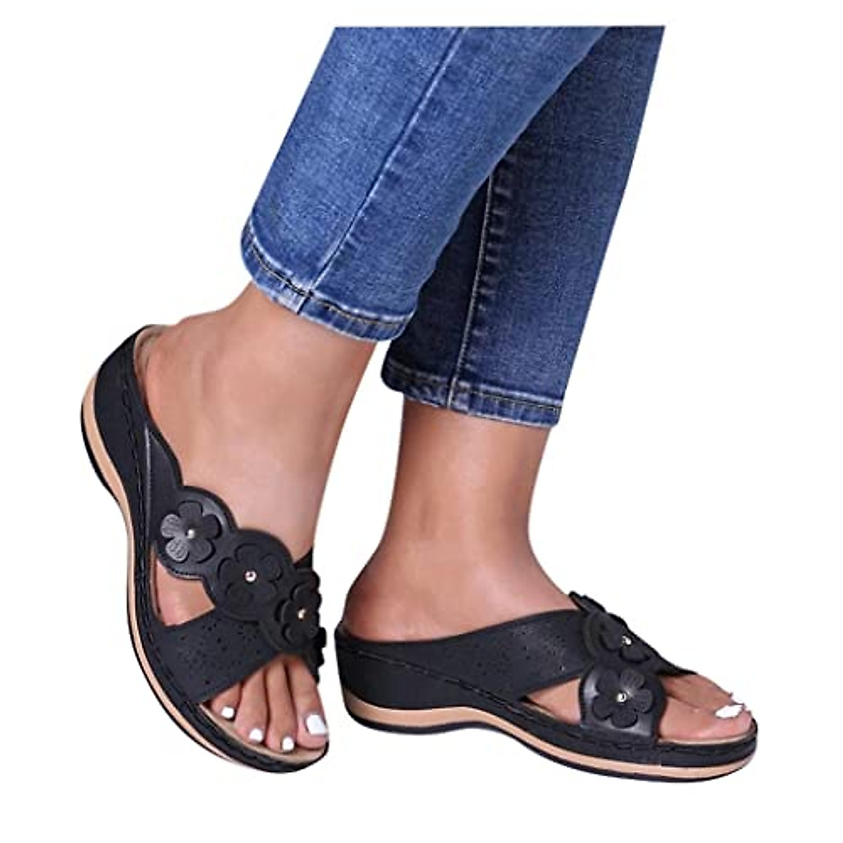 JMMSlmax Wedding Sandals for Women Guest Open Toe Buckle Ankle Strap Espadrille Sandals Platform Sandals Women Wide Width