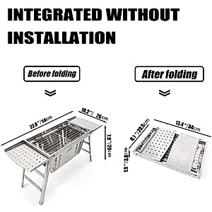 nbe Camping Charcoal Grill Portable BBQ Grill Stainless Steel Wood Burning Grill with Carrying Bag | Folding Small Grills For Outdoor Barbecues Traveling Picnics Garden/Beach Party (58 * 20.5 * 26CM)