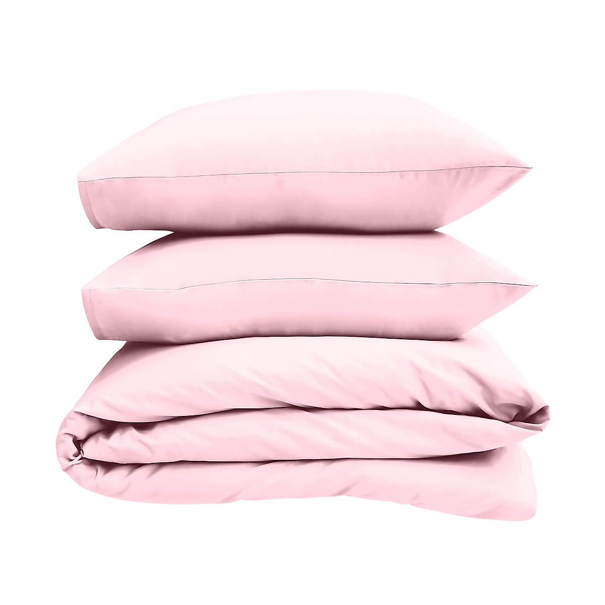 California Design Den King Size Duvet Cover Set, 400 Thread Count 100% Cotton Sateen, Soft Luxury Sateen Weave Comforter Cover and Two Pillow Shams, Button Closure and Corner Ties (Pink, King)