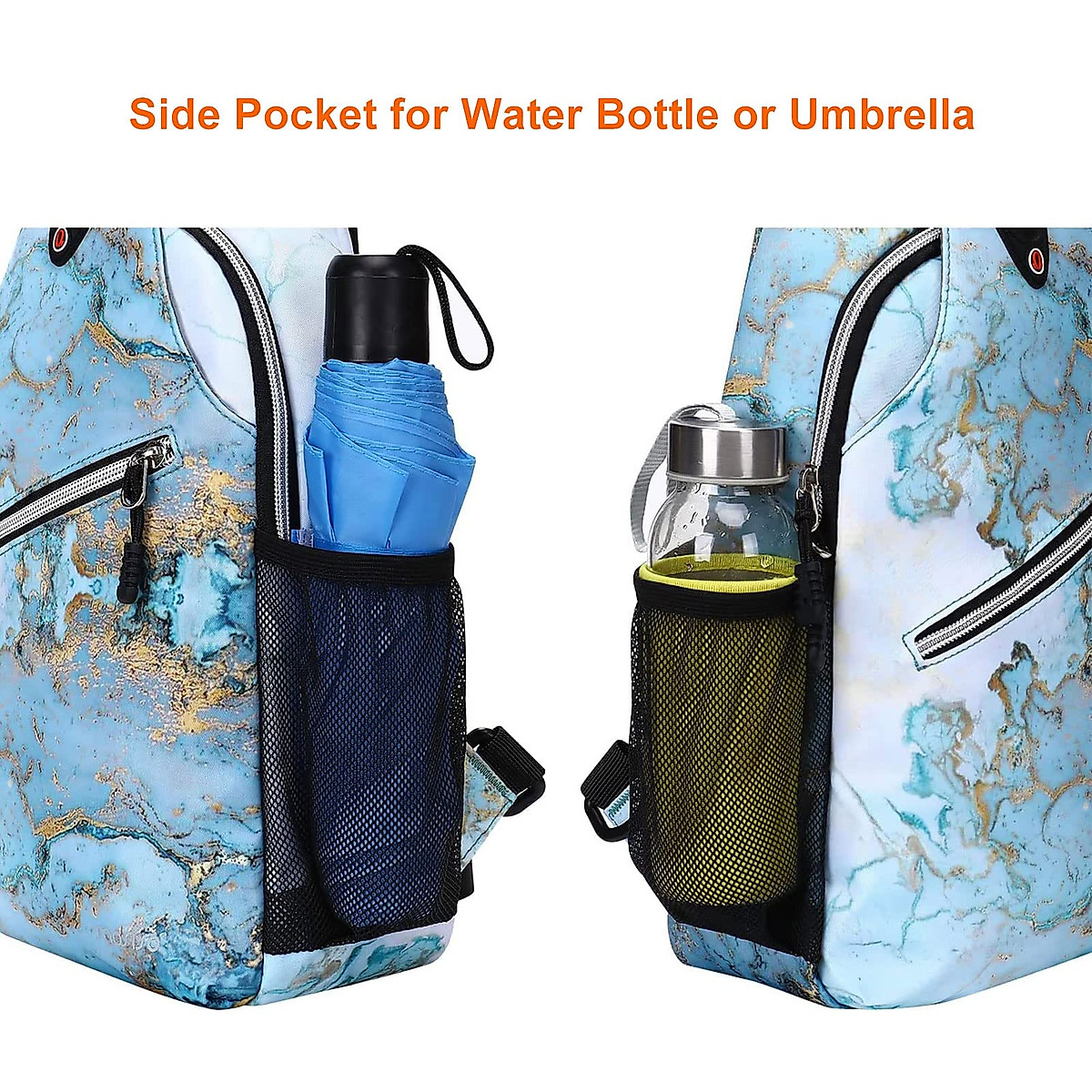 MOSISO Sling Backpack, Multipurpose Travel Hiking Daypack Watercolor Marble Rope Crossbody Shoulder Bag, Blue