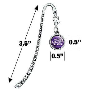 World's Greatest Grandma Grandmother Purple Metal Bookmark Page Marker with Charm