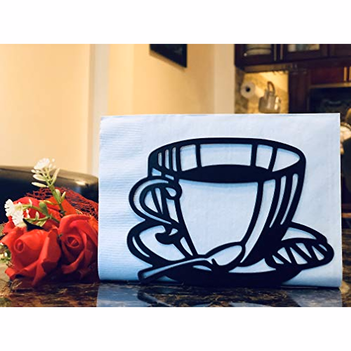 Napkin Holder: Freestanding Tissue Dispenser/Holder; Table Napkin Holder for Home Kitchen Restaurant Picnic Party wedding etc./ Galvanized Décor (Coffee Cup)