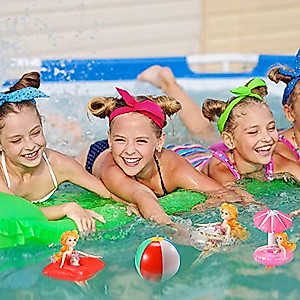 6 Pcs Pool Floaties for Girl Dolls, Girl Doll Swim Accessories Set Swimming Pool Floaties Party Ring Girl Dolls Cup Coasters Dolls Pool Toys Doll Pool for 11.5" Dolls Girl Swimming Pool Toy