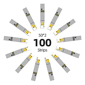 Metene AGM-513S Test Strips for Diabetes, 100 Count Blood Glucose Test Strips, Use with Metene AGM-513S Blood Glucose Monitoring System Only (No Monitor)