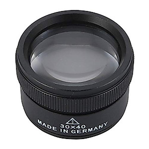 30X Portable Pocket Reading Magnifier Optics Loupes Mini Desk Magnifier Loop Microscope Magnifying Glass Lens for Jeweler Coins Maps Antiques Magazines Electronics (30X 40MM)