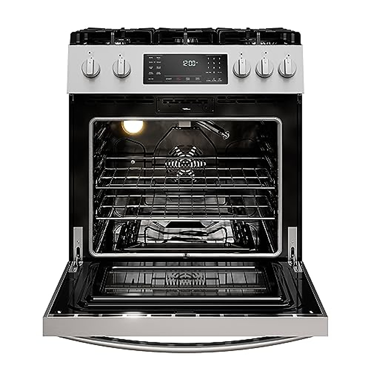 Kenmore Front Control Gas Range Oven with 5 Cooktop Burners, True Convection, Steam and Self Clean, Freestanding Stainless Steel Stove and Oven, 4.8 cu. ft. Capacity