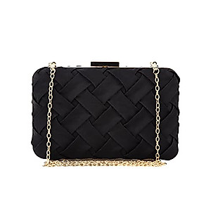 GripIt Elegant Women Woven Clutch Purse for Bridal Wedding Party Handbag Prom Evening Clutch Bags Formal Clutch,Black
