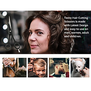 Tecto Barber Scissors, Professional 6.6 inches Stainless Steel Hair Cutting Scissors, Extra Sharp Hair Cutting Scissors For Men/Women with free leather case.