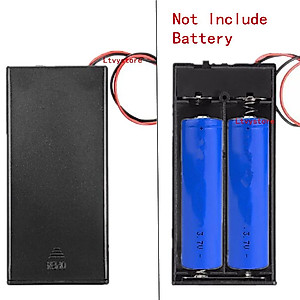 Plastic 18650 Battery Storage Case 2 Slots x 3.7V for 2x18650 Batteries Holder Box Container with ON/Off Switch, Set of 5, by Ltvystore