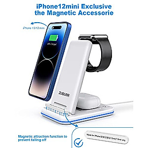 ZUBARR Foldable Wireless Charger for Multiple Devices 3 in 1 Wireless Charging Station for Travel, Compatible with iPhone14 13 12 11/Pro/XR, iWatch Charger for7/6/5/4/3/2, Airpods Wireless/Pro