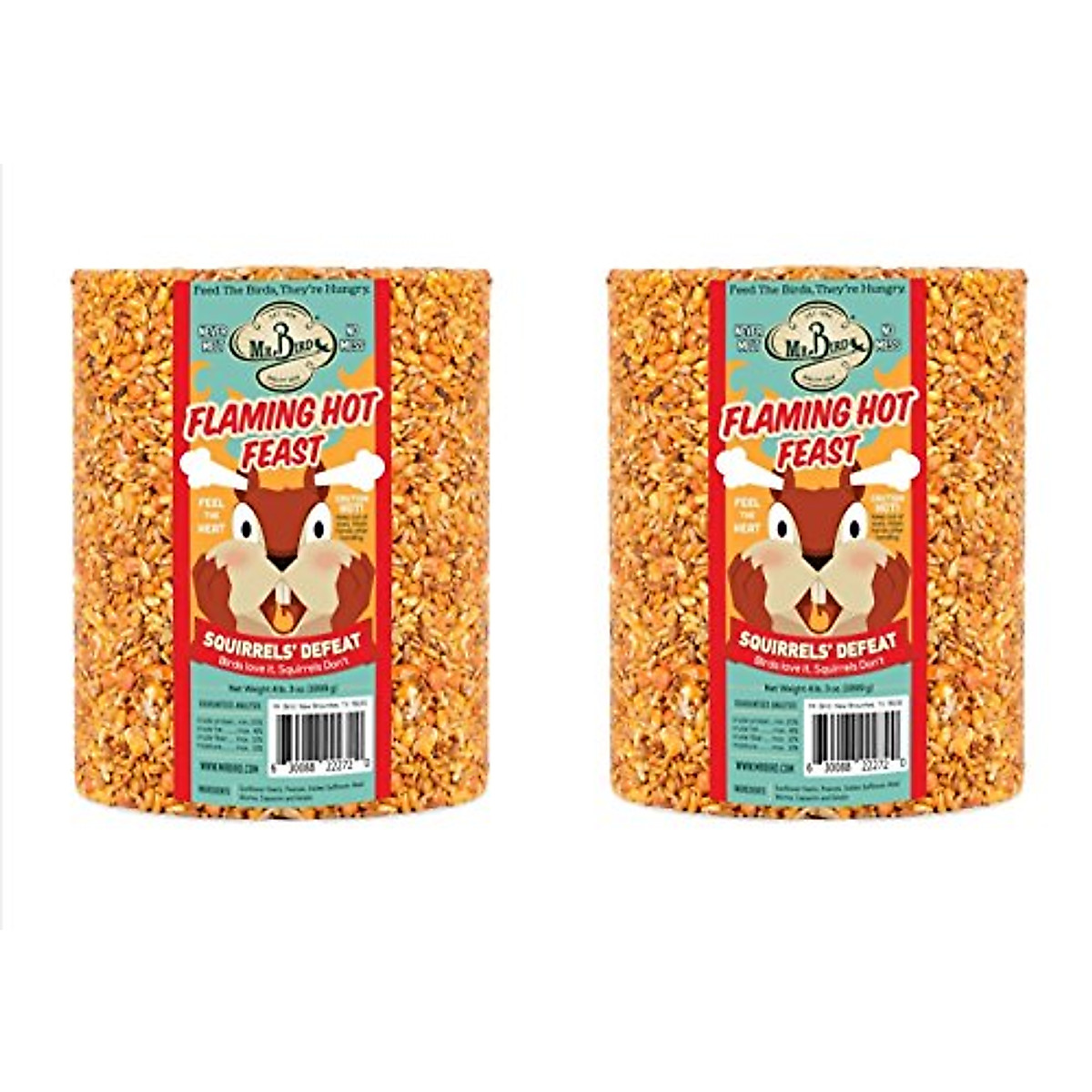 2-Pack of Mr. Bird Flaming Hot Feast Large Wild Bird Seed Cylinder 4 lbs. 3 oz.