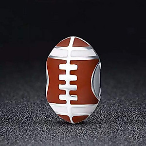 Sport Charm Fit 3mm Bracelets & Bangles Necklace Authentic 925 Sterling Silver Charm Athletic Sports Charm (Rugby charm)