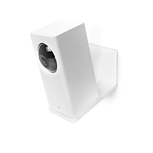 Screwless Tilted Wall Mount Kit Compatible with Wyze Cam Pan, VHB Stick On, Full Tilt & Pan Function, No Mess, No Drilling, Strong Adheasive Mount, Angled Down White by Brainwavz