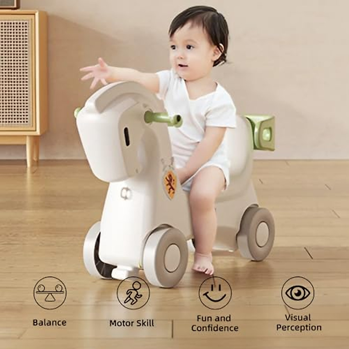 CHORBEYCH Knight Rocker Horse Balance Bike Ride Toy for Toddler 1-3 Years Kids Boys Girls Birthday Gifts Outdoor Farm Riding Animal Rocker Push(Green)