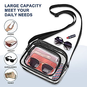 Oraben Clear Crossbody Purse Bag, Clear bag Stadium Approved for Concerts, Festivals (Black)
