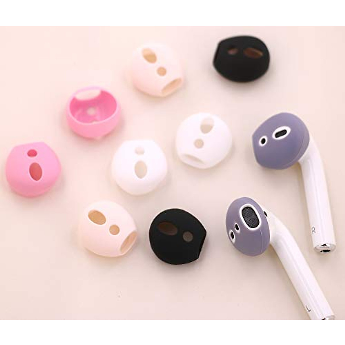 IiEXCEL (Fit in Case) Eartips for AirPods 1 AirPods 2, 5 Pairs Replacement Super Thin Slim Rubber Earbuds Ear Tips Skin Accessories for AirPods 1 & 2 (Fit in Charging Case) 5 Colorful