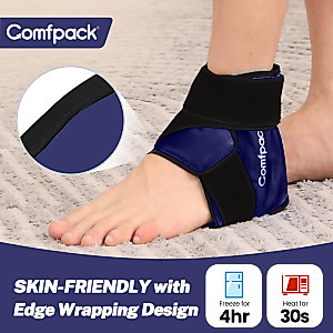 Comfpack Ankle Ice Pack Wrap for Swelling, Heel Ice Pack for Pain Relief, Hot Cold Therapy Foot Ice Pack Wrap for Plantar Fasciitis, Achilles Tendonitis, Ankle Sprain, Swelling, Heel Spur, Navy