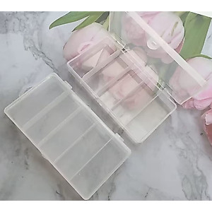 3 Pack 5 Grid Clear Plastic Fishing Tackle Accessory Box Container, Clear Tiny Fishing Lure Bait Hooks Storage Box for Jewelry Making Organizer (7.08 x 3.74 x 1.18inch)