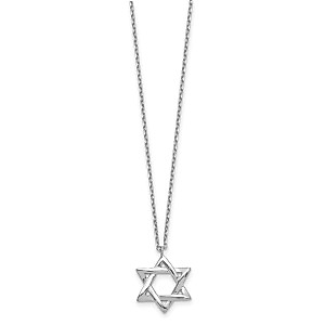 IceCarats 925 Sterling Silver Star of David Jewish Magen Necklace 16.5 inch Chain