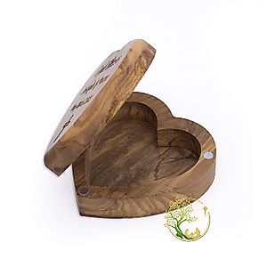 Personalized Heart Box | Customized Any Message wooden rosary box - Religious gift for Baptism Confirmation communion | Keepsake trinket box