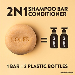 LOLE'S Shampoo Bar and Conditioner 2in1 with Jojoba Oil for Itchy Scalp & Dandruff, Moisturizes & Cleans Scalp, Travel Shampoo, Silicone Free, 3.5Oz