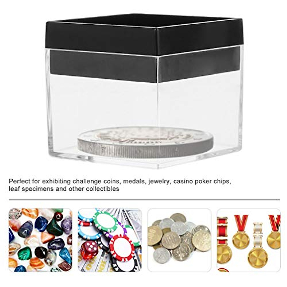 Baluue 12pcs Clear Acrylic Display Case Countertop Box Cube Transparent Display Box Pop Figures Display Collectibles Stone Mineral Specimen