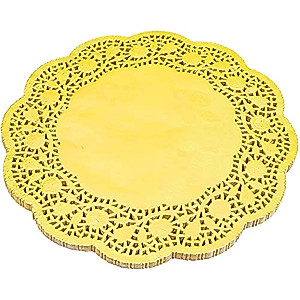 Juvale Lace Paper Doilies, Gold Placemats (12x12 in, 100 Pack)