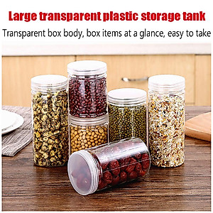 3 PCS 46OZ/1360ml Clear Plastic Round Storage Jars,Empty Plastic Jars with Lids,Clear Plastic Storage Jars with Screw on Lids for Dry goods,Noodles,Spices and More