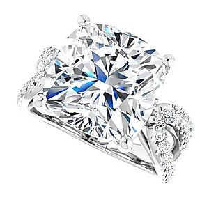 JEWELERYIUM 7 CT Cushion Cut Colorless Moissanite Engagement Ring, Wedding/Bridal Ring Set, Solitaire Halo Style, Solid Sterling Silver Vintage Antique Anniversary Promise Ring Gift for Her (6.5)