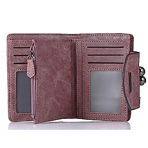 Fanaztee Women's Small Leather Fashion Compact Bifold Purse Wallet with Stylish Kiss Lock Coin Pouch