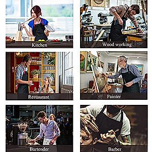 DCCPAA 100% Cotton Professional Chef Apron for men and women,Adjustable Bib with Roomy Pockets for Cooking Kitchen BBQ Grill Barber and Drawing(White)