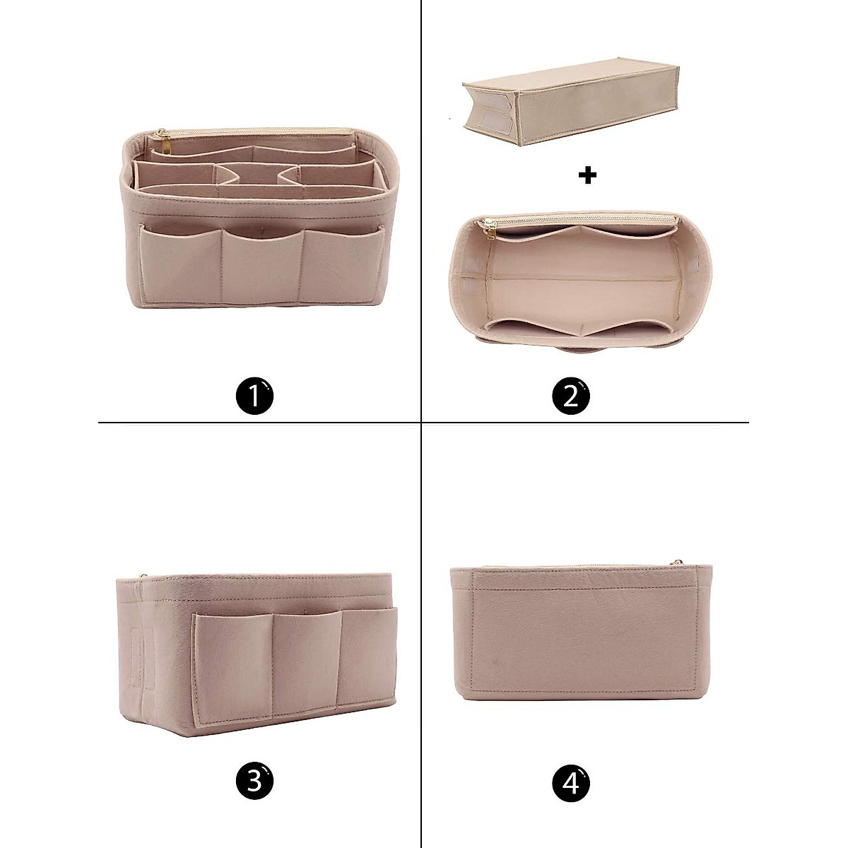 LEXSION Felt Handbag Organizer,Insert purse organizer Structure Shaper fits Speedy 8001 Beige M