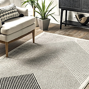 nuLOOM 12' x 15' Indoor Performance Area Rug, Stain-Resistnat, Pet and Kid Friendly, Durable, High-Traffic, Charline Grey/Ivory