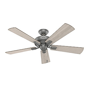 Hunter Fan Company 51019 Crestfield Indoor Ceiling Fan with LED Light and Pull Chain Control, 52", Matte Silver Finish