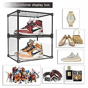 Side Opening Transparent Shoe Box, Plastic Stackable Display Box, Acrylic High Transparent Display Case, Aluminum Support Frame,For Shoe Collection and Storage. (2)