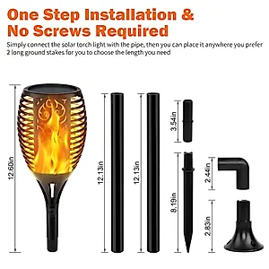 XCJC 4 Solar Torch Lights Outdoor: 96 Led Powered Dancing Flickering Garden Flame Landscape Lighting Backyard Patio Large Chrismas Yard Decorative Lantern Auto On/Off Dusk to Dawn Waterproof