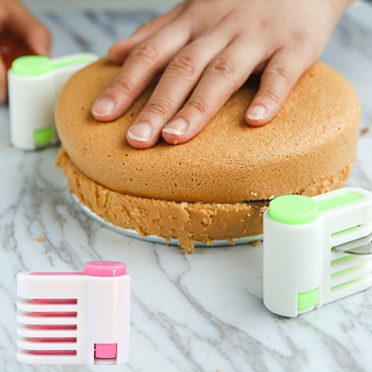 AUEAR, 2 Sets DIY Cake Leveler Slicer Adjustable Bread Cutter 5 Layers for Bread Toast Cake Kitchen Fixator Tool