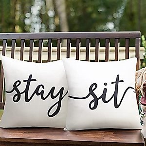 Pyonic Set of 2,Outdoor Waterproof Throw Pillow Covers,Square Pillow Covers Decorative Cushion Cover for Patio Garden Living Room Couch (White, 18X18)