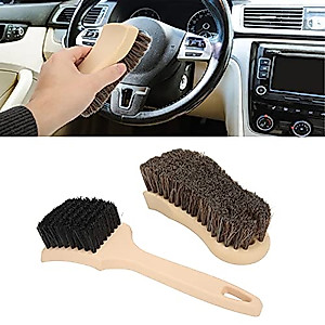 Tefola Horsehair Wheel Brush, Car Wheel Tire Cleaning Brush, Horsehair Interior Exterior for Leather Canvas Sensitive Fabrics