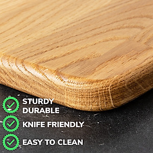 Cutting Board - 17x7 Inches Large Cheese Board with Handle - 20 mm Thin Cutting Board - Edge Grain Oak Cutting Board - Long Charcuterie Board - Wooden Serving Platter - Chopping Board for Kitchen