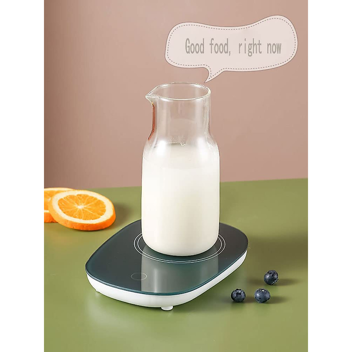 The Warm Coffee Cup Heating Set is a Great Value Gift for him and her, intelligently Turning Off The Beverage Heater Thermostat Desk Suitable for The Cup Set Coffee Cup with Spoon and Heater (Pink)