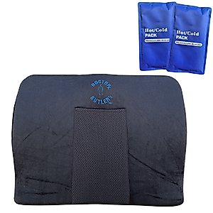 Doctor Butler's Orthopedic Memory Foam Cushion for Hemorrhoid Relief – Hemorrhoid Cushion for Relief of Discomfort with 2 Gel Inserts for Hot/Cold Therapy (1 Count)