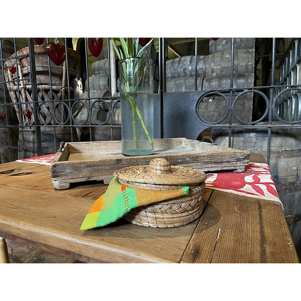 MEXTEQUIL - Authentic Mexican Tortilla Warmer Basket - Pine Needle Handwoven with Handloomed Cloth (Natural 7" w cloth)